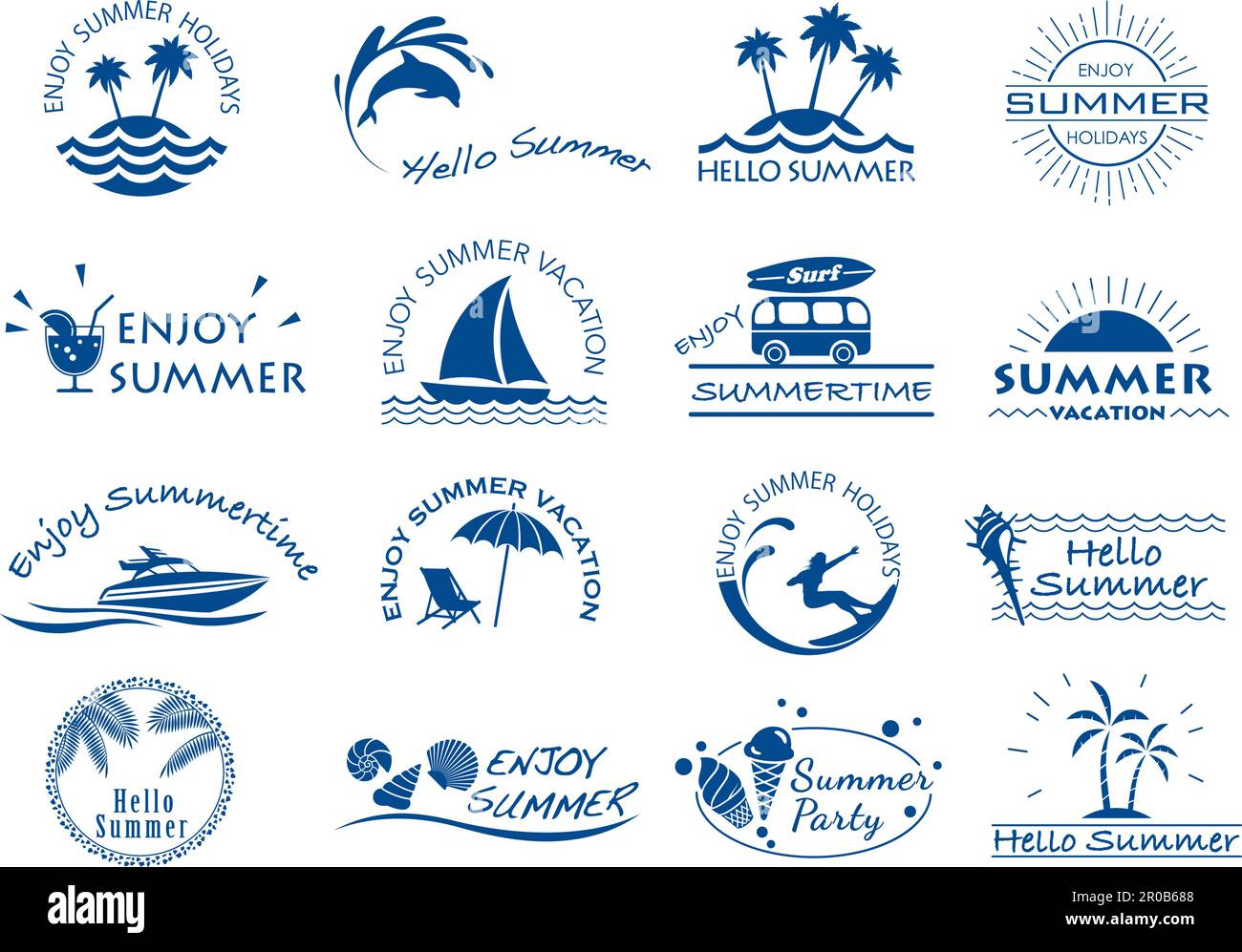 Vector Summer Symbol Icon Set Isolated On A White Background Stock Vector Image & Art - Alamy