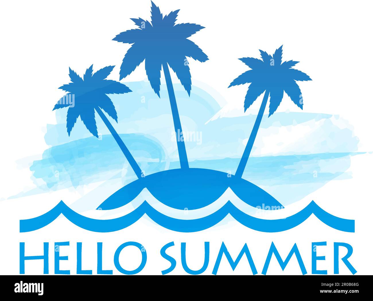 Vector Summer Symbol Icon With Palm Trees On An Island Isolated On A White Background Stock ...