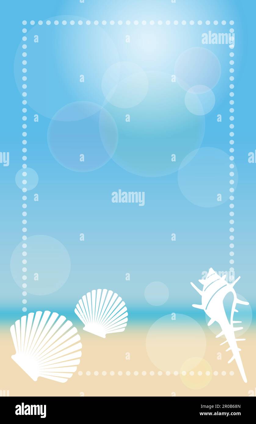 Vector Summer Beach Background With Blue Sky, Sandy Beach, And ...