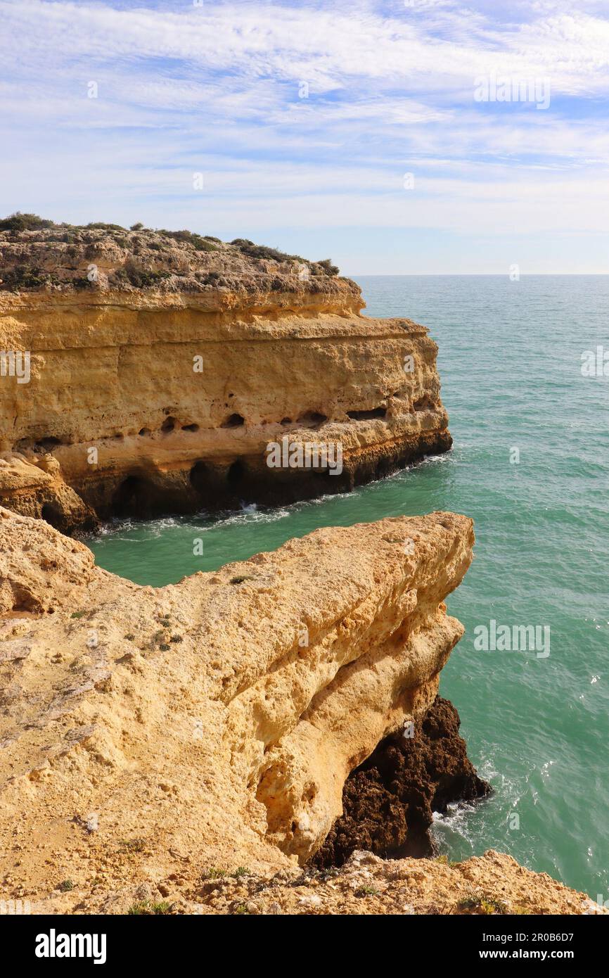 Limestone cliffs in the Atlantic Ocean along the Seven Hanging Valleys ...