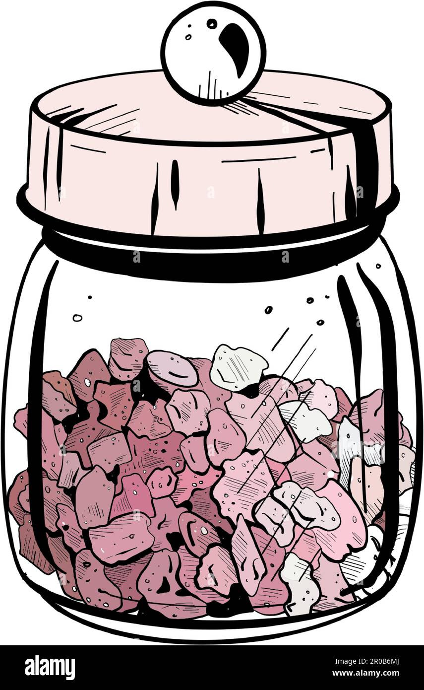 Vector illustration of closed glass container with solid lid and sea ...