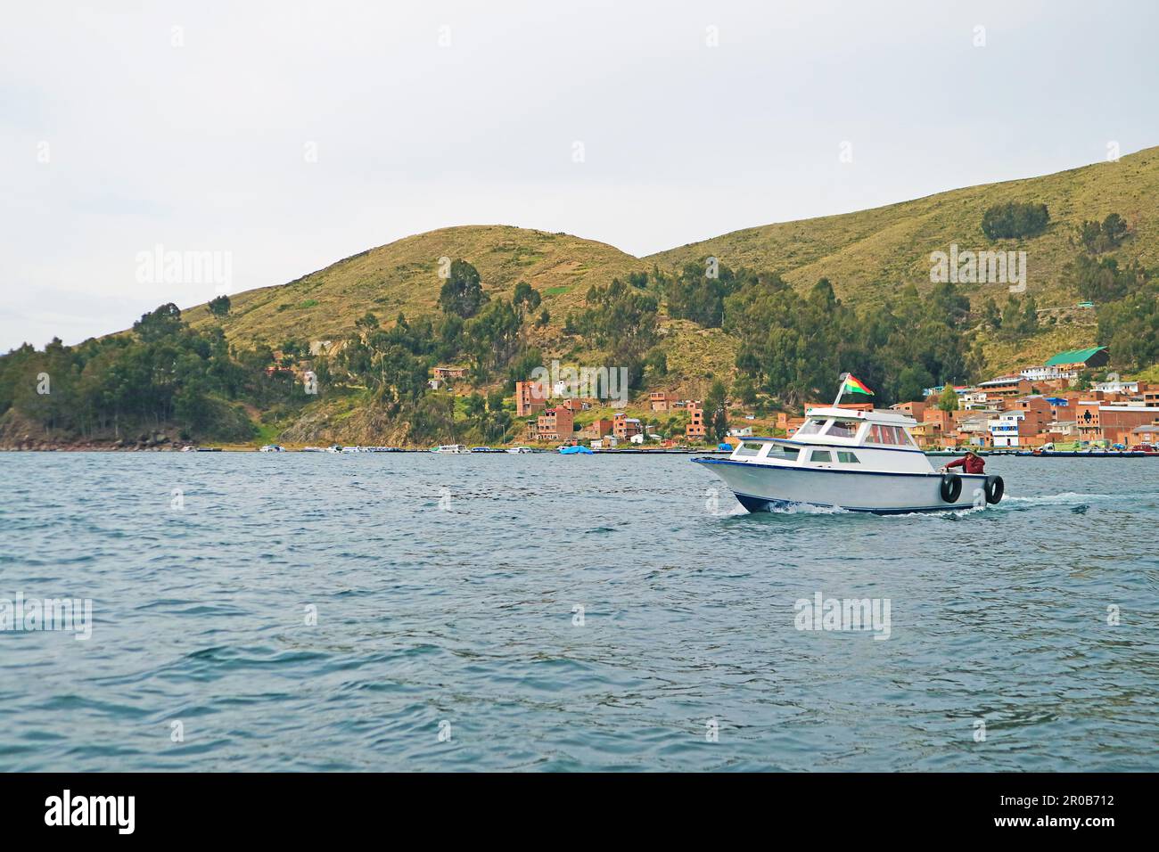 Boat Running on Lake Titicaca, the Highest Navigable Lake in the World ...