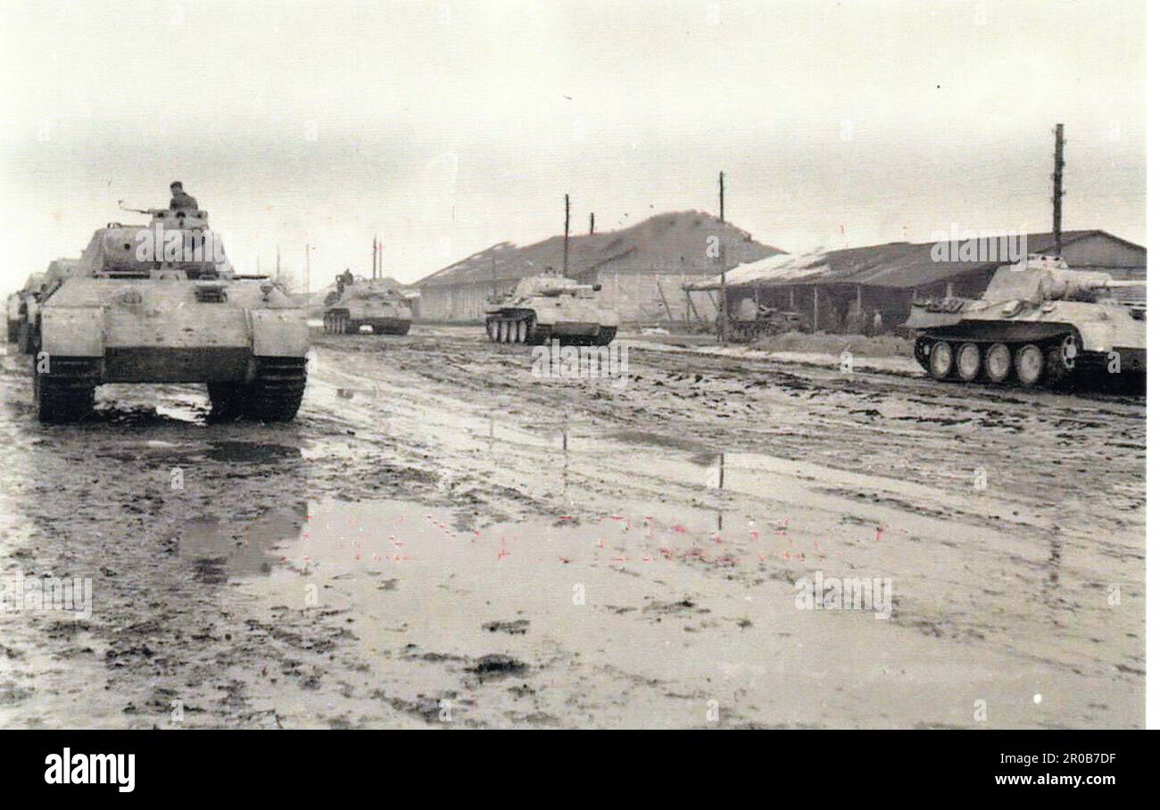 World War Two B&W photo German Panther Tanks on the Eastern Front 1944 ...