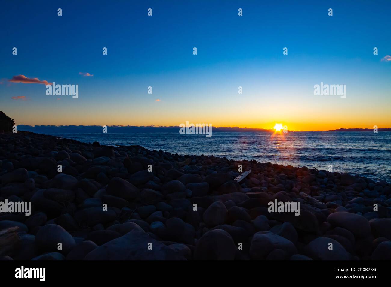 A sunset photography of the coast in Heda Shizuoka wide shot Stock ...