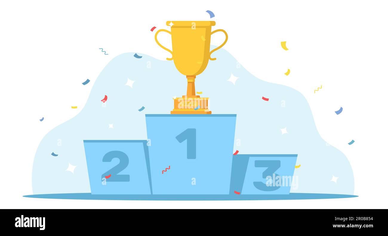 Winners cup, success and achievement. First place prize in competition ...