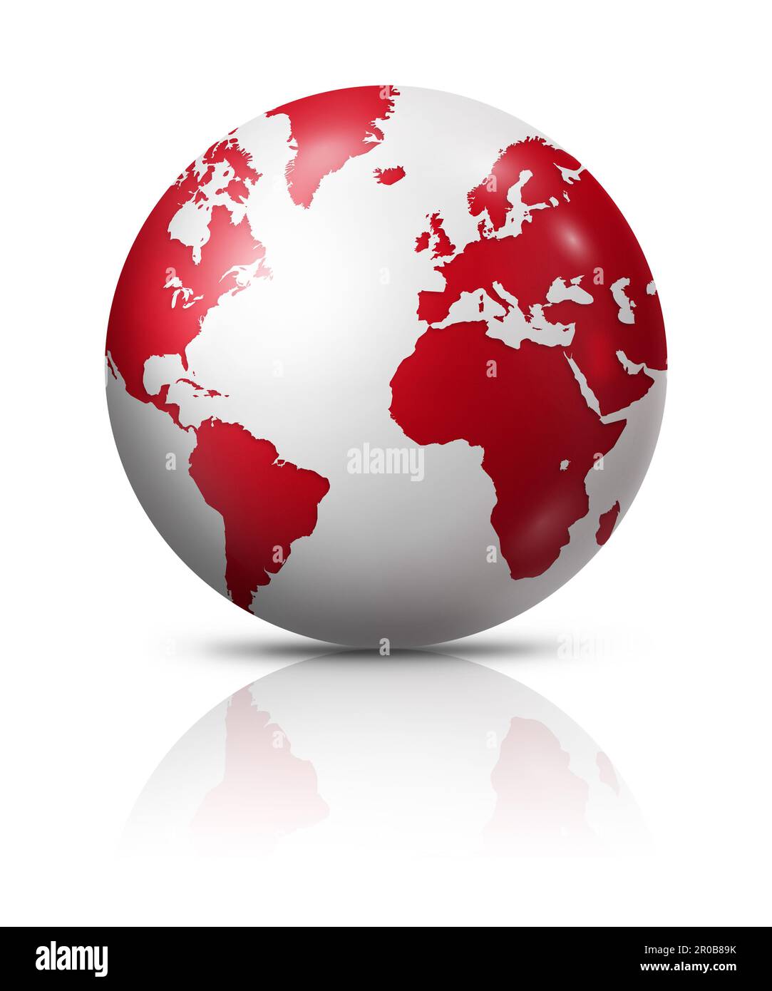 Red earth globe isolated on white background. 3D illustration Stock ...