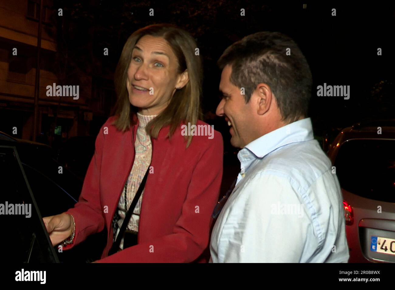 Carlos Alcaraz González and Virginia Garfia leaving a restaurant after ...