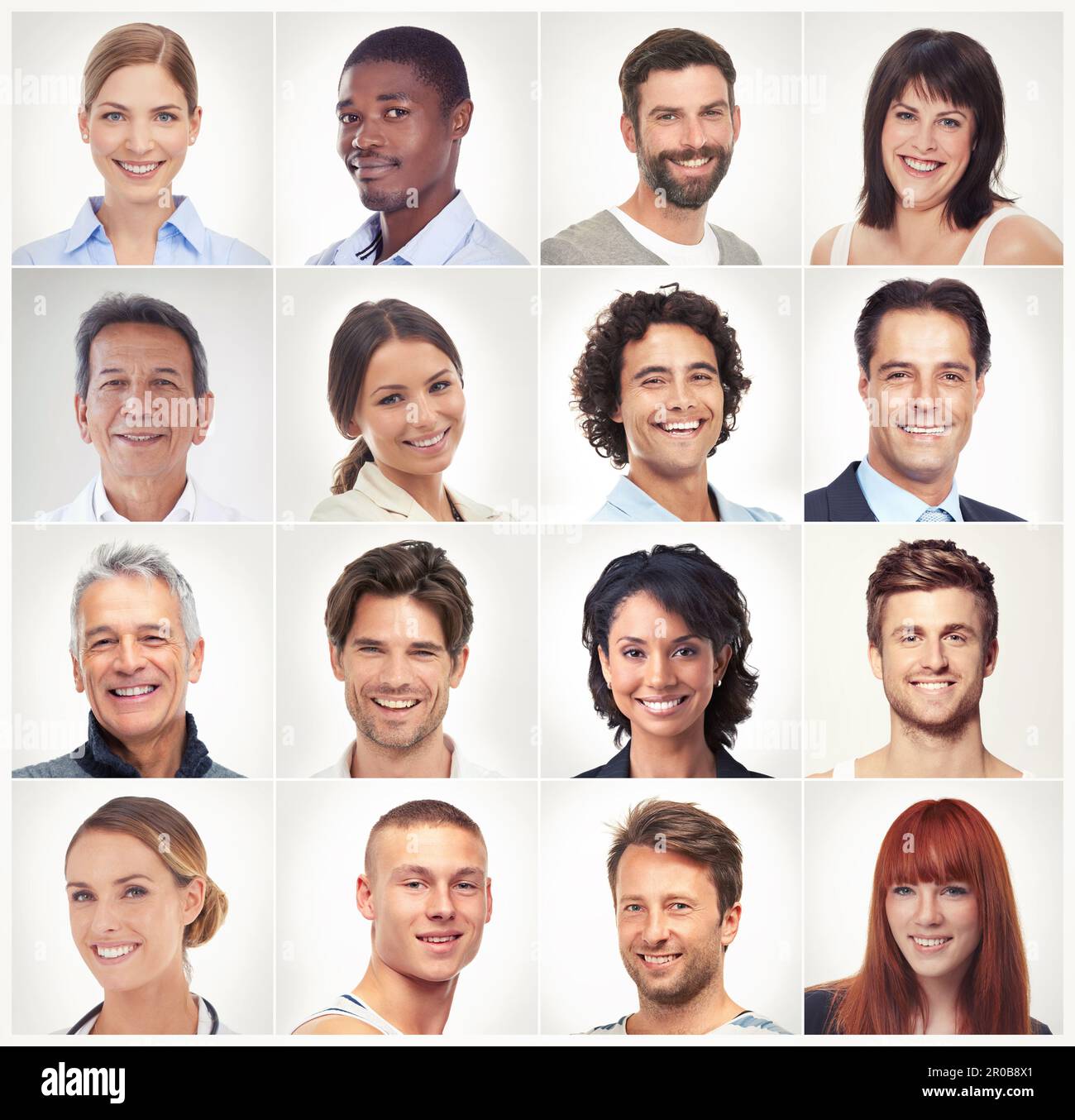 Diverse, face collage or portrait of happy people in a community group ...