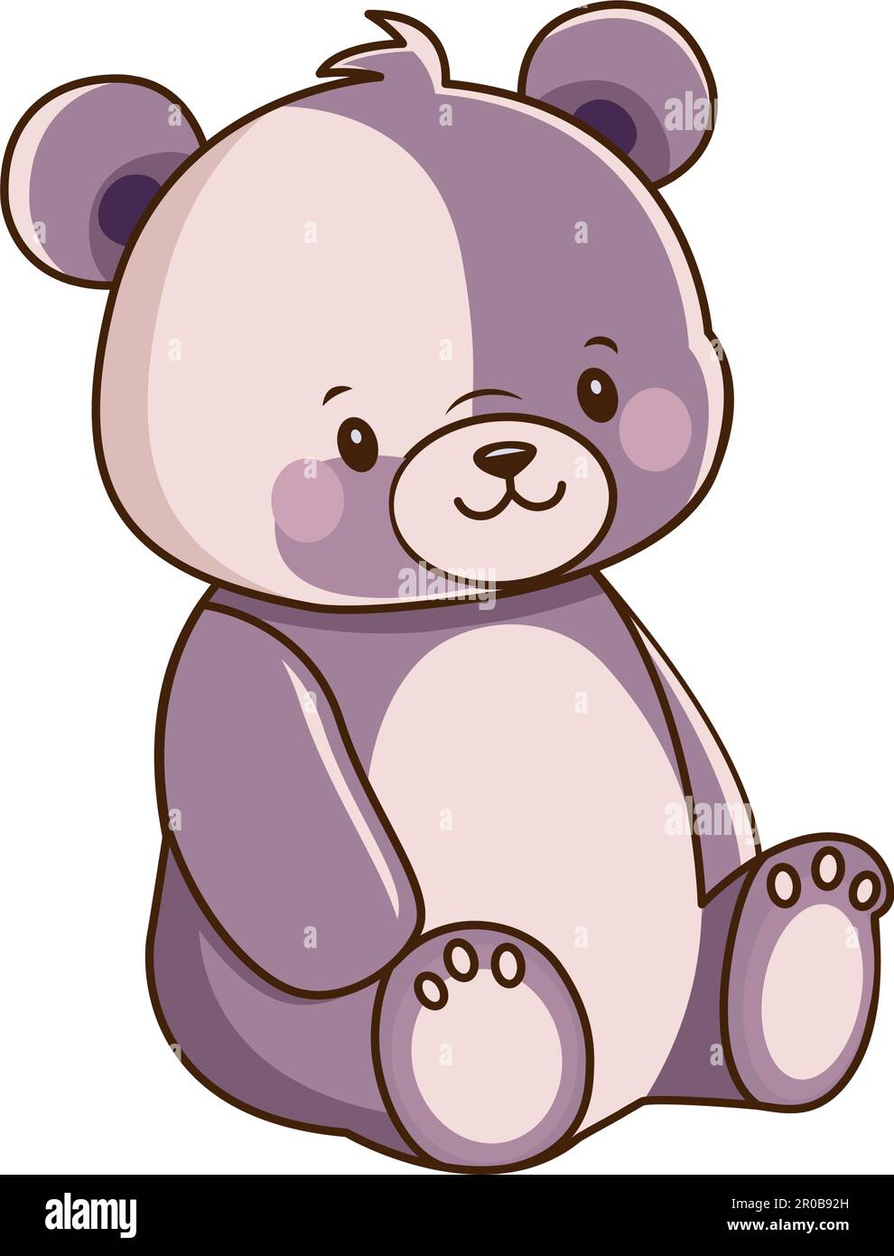 Vector bicolor soft toy bear icon. Vector Front view, big purple fur ...