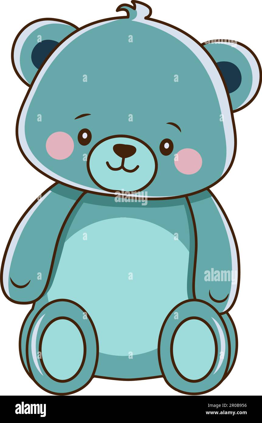 Vector Blue Teddy Bear With Hair Sticking Out On The Head Icon Vector Large Carnivorous Mammal