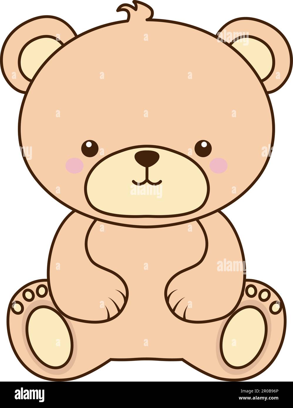 Vector Cute bear doll icon. Vector Playful bright brown bear sitting ...