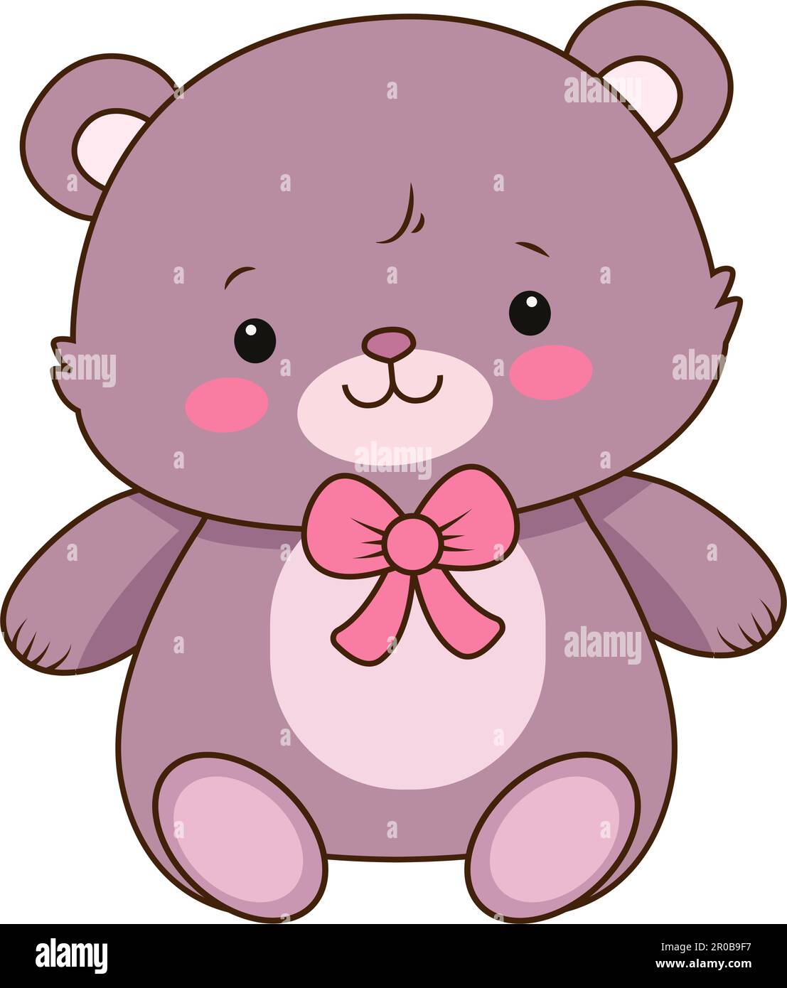 Vector teddy bear with pink cheeks icon. Vector little bear with a pink ...
