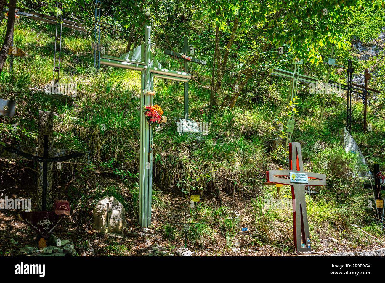 Devotional crosses of the various companies that arrive on pilgrimage ...