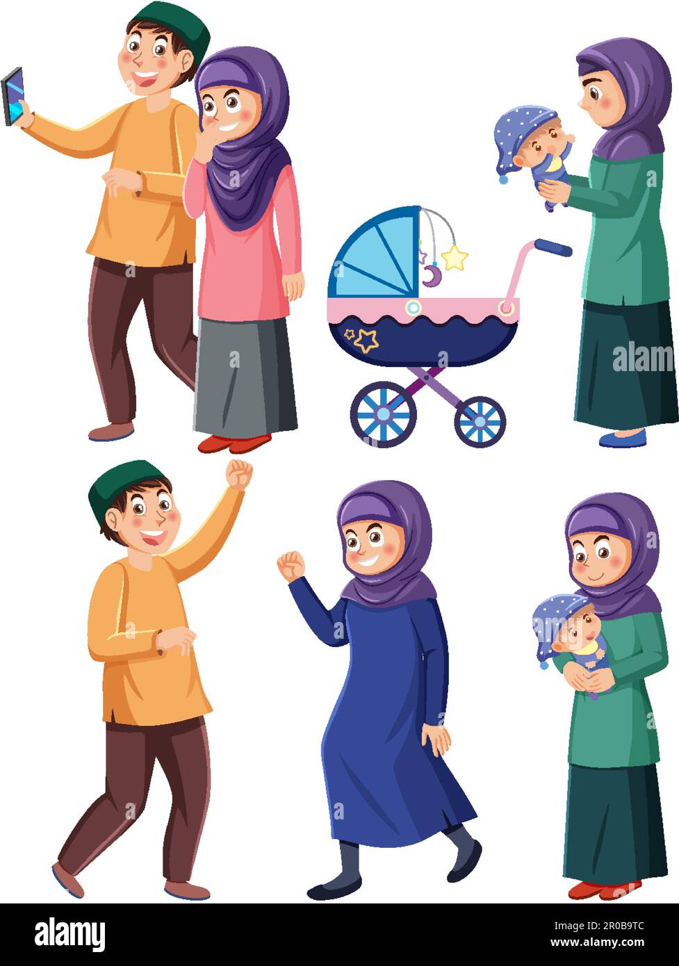 Muslim cartoon characters set illustration Stock Vector Image & Art - Alamy