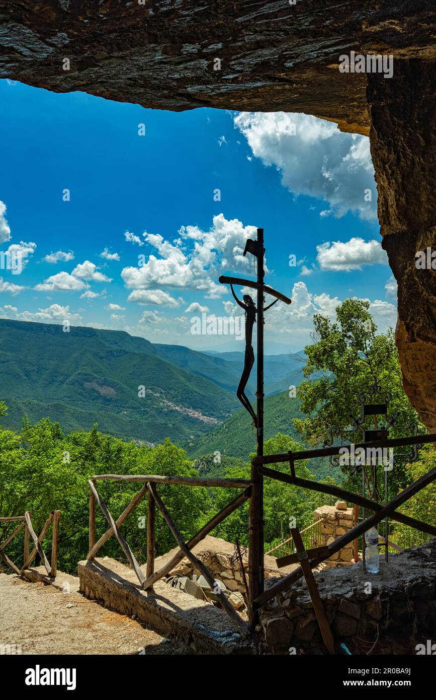 Cave near the Sanctuary dedicated to the Holy Trinity of Vallepietra ...