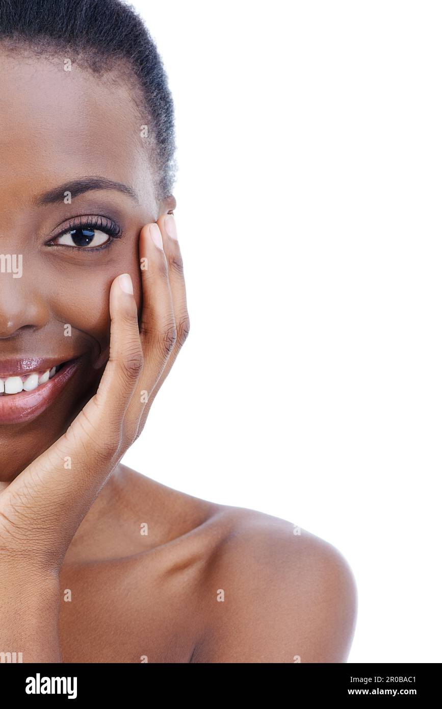 Only revealing half of her beauty. half an african american models face ...