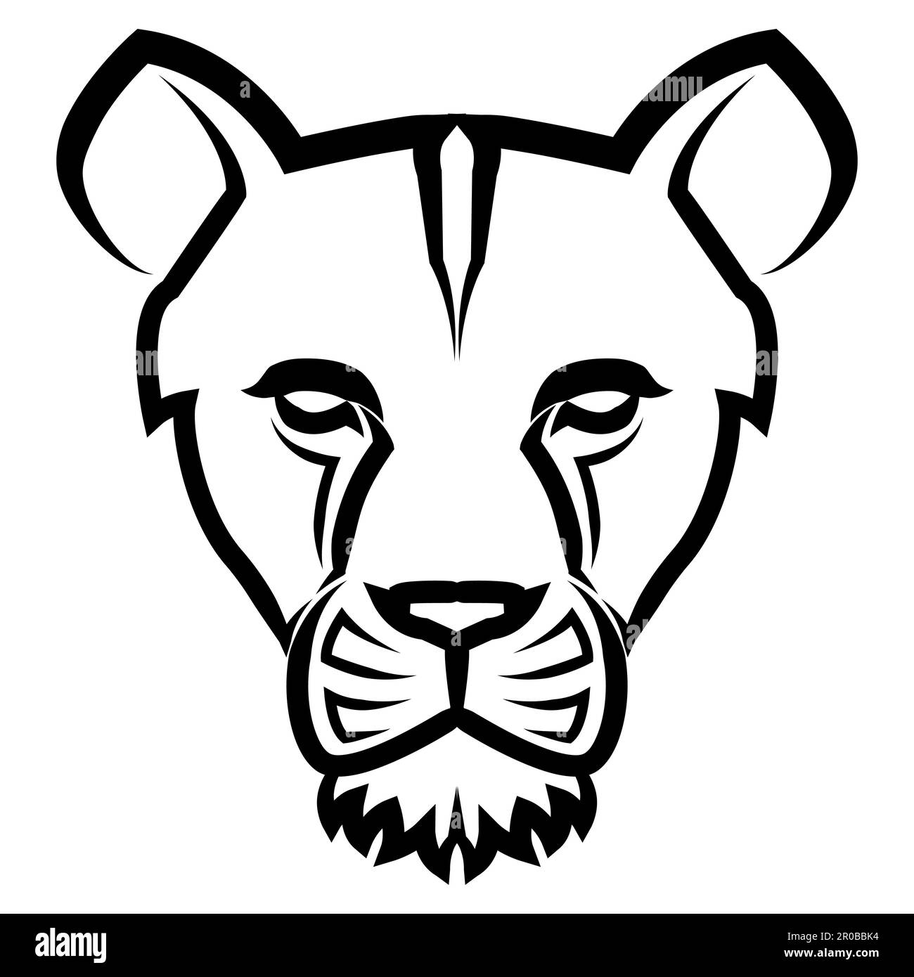Black and white line art of the front of the lioness head Good use for ...