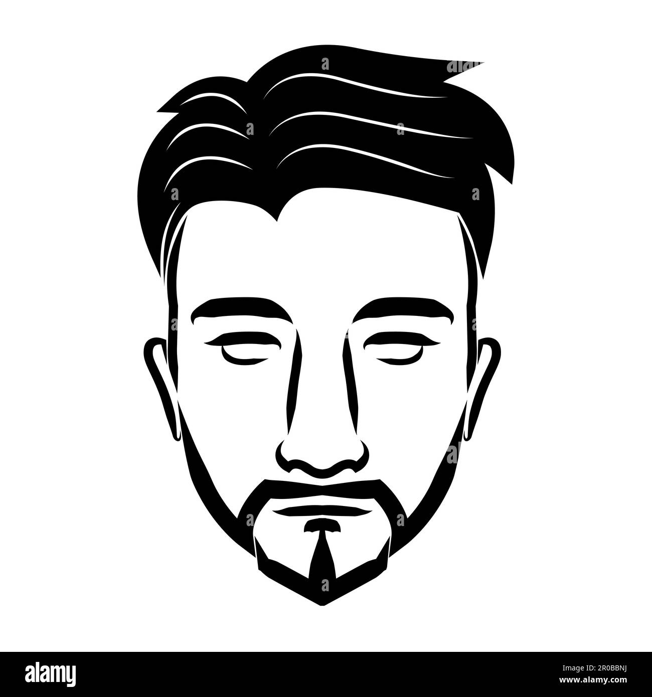 line art drawing of vintage male face. Good use for symbol, icon ...
