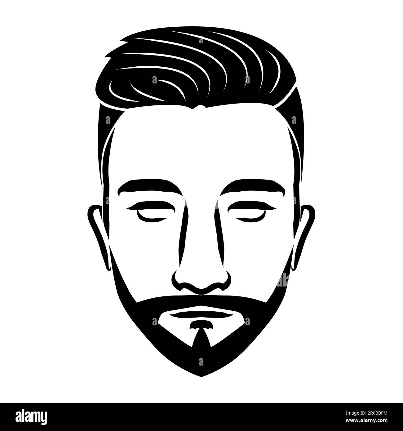 line art drawing of vintage male face. Good use for symbol, icon ...