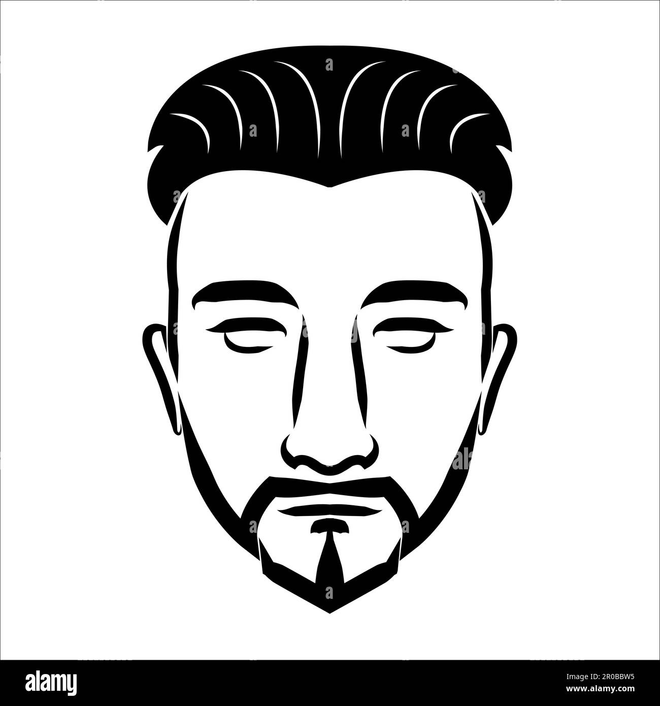 line art drawing of vintage male face. Good use for symbol, icon ...