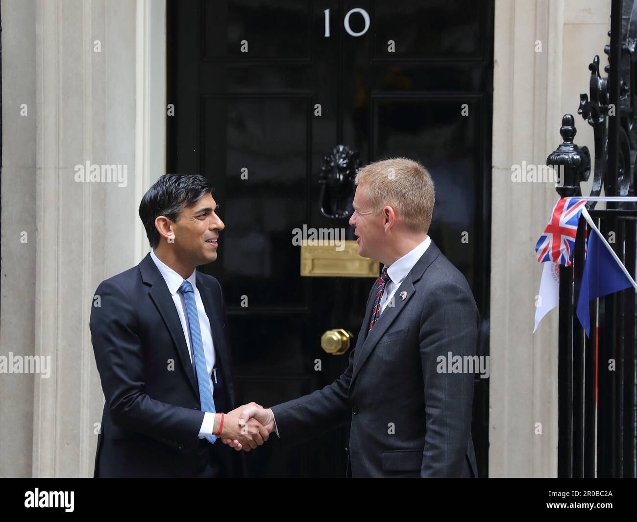 London, UK. 5th May, 2023. British Prime Minister Rishi Sunak welcomes Prime Minister of New ...