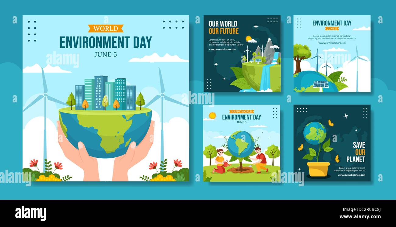World Environment Day Social Media Post Flat Cartoon Hand Drawn ...