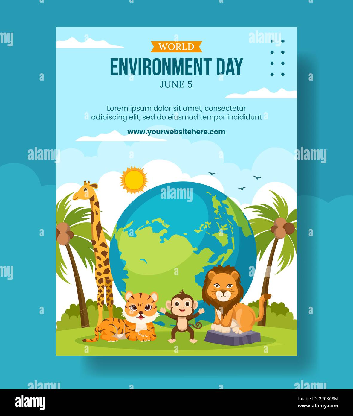 World Environment Day Vertical Poster Flat Cartoon Hand Drawn Templates ...