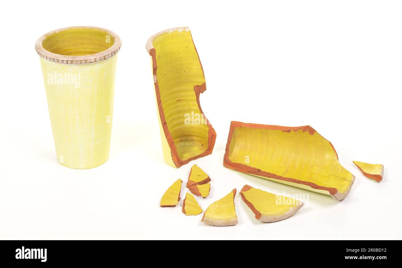 Broken and intact green vase, isolated on white background Stock Photo ...