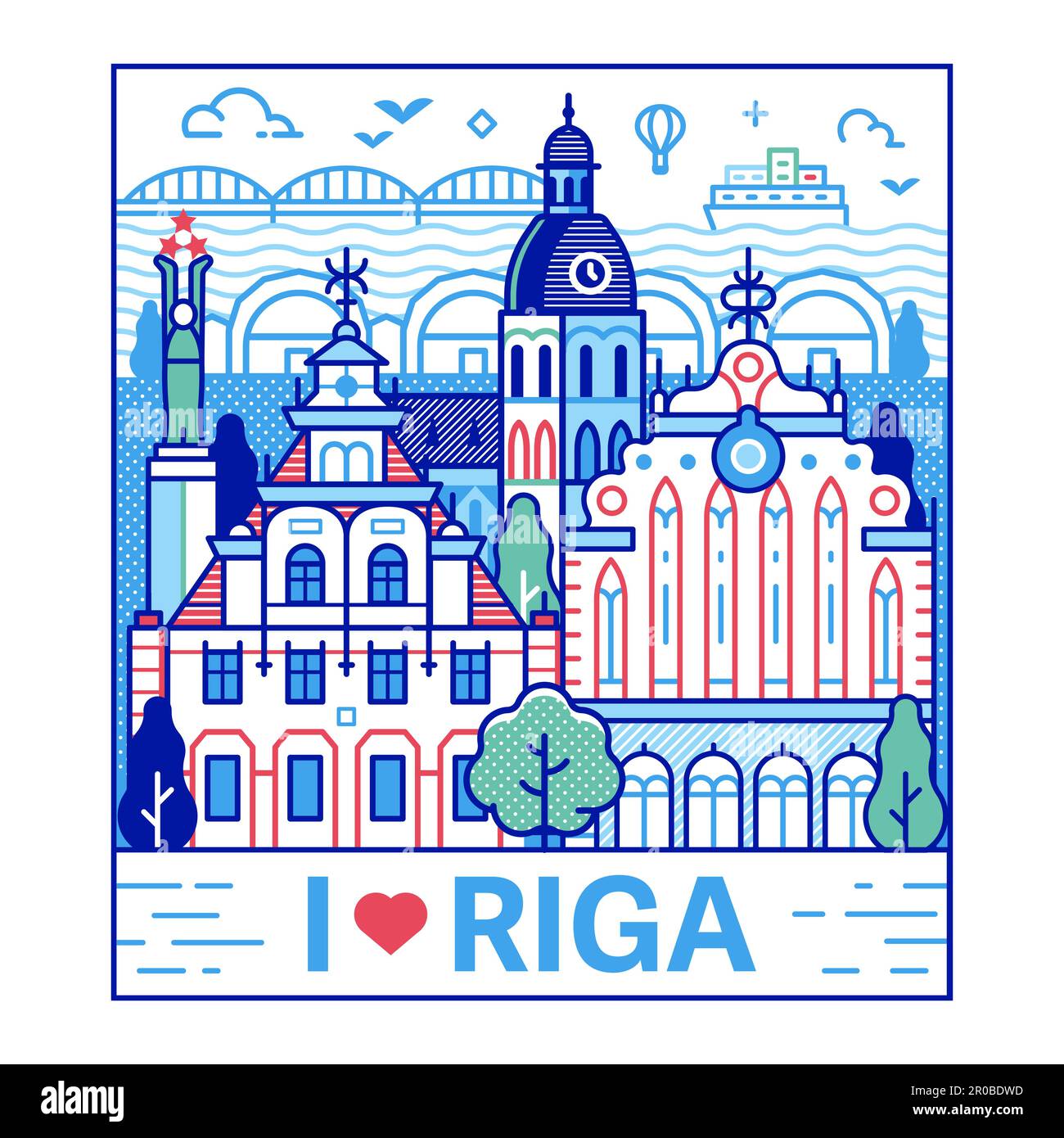 I Love Riga Travel Poster in Line Art Stock Vector Image & Art - Alamy
