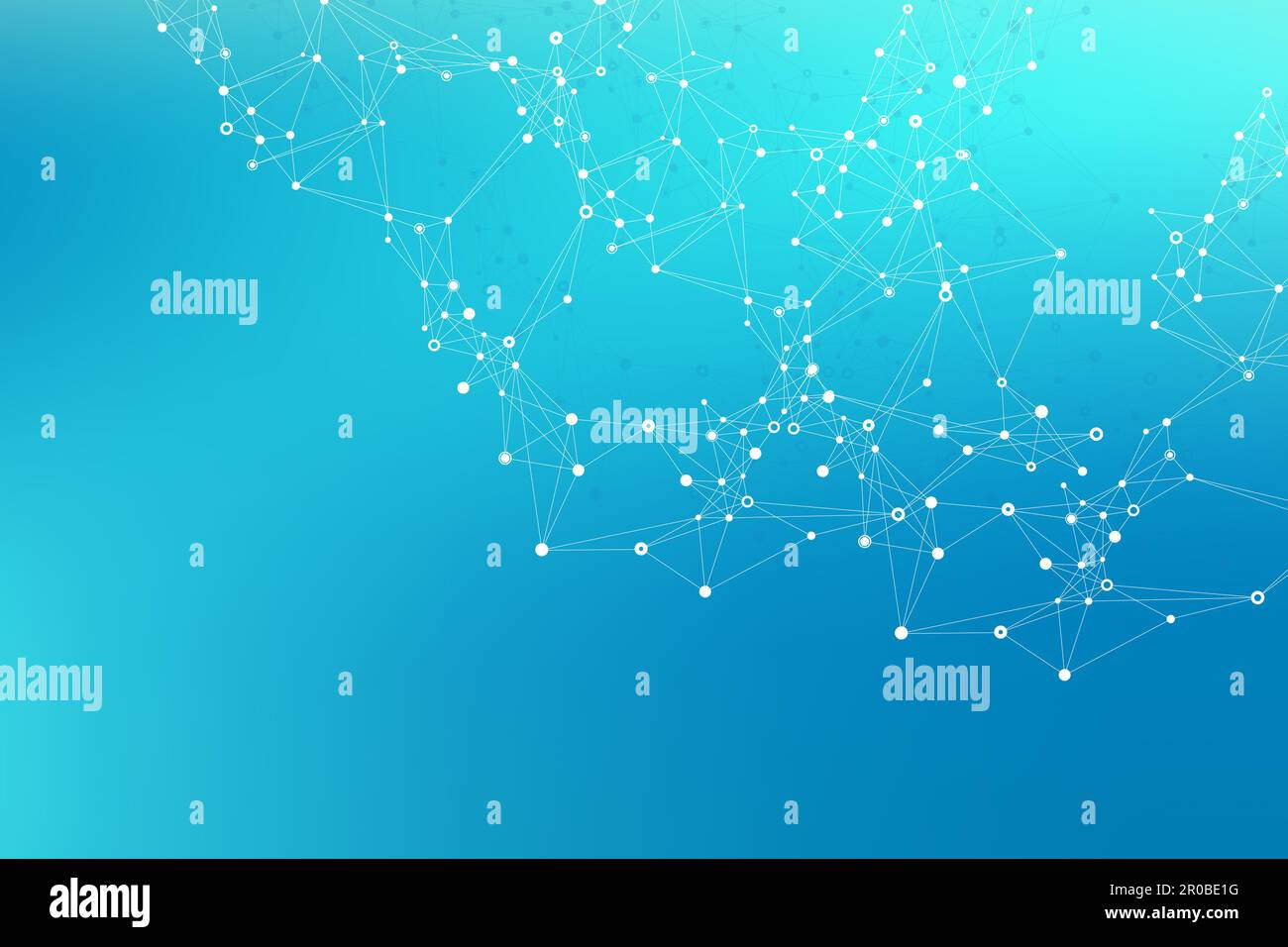 Digits abstract background with connected line and dots, wave flow. Digital neural networks ...