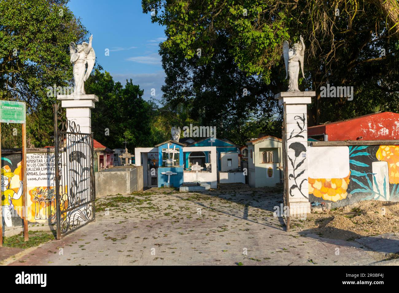Cemetry entrance gates in town of Bacalar, Quintana Roo, Yucatan ...
