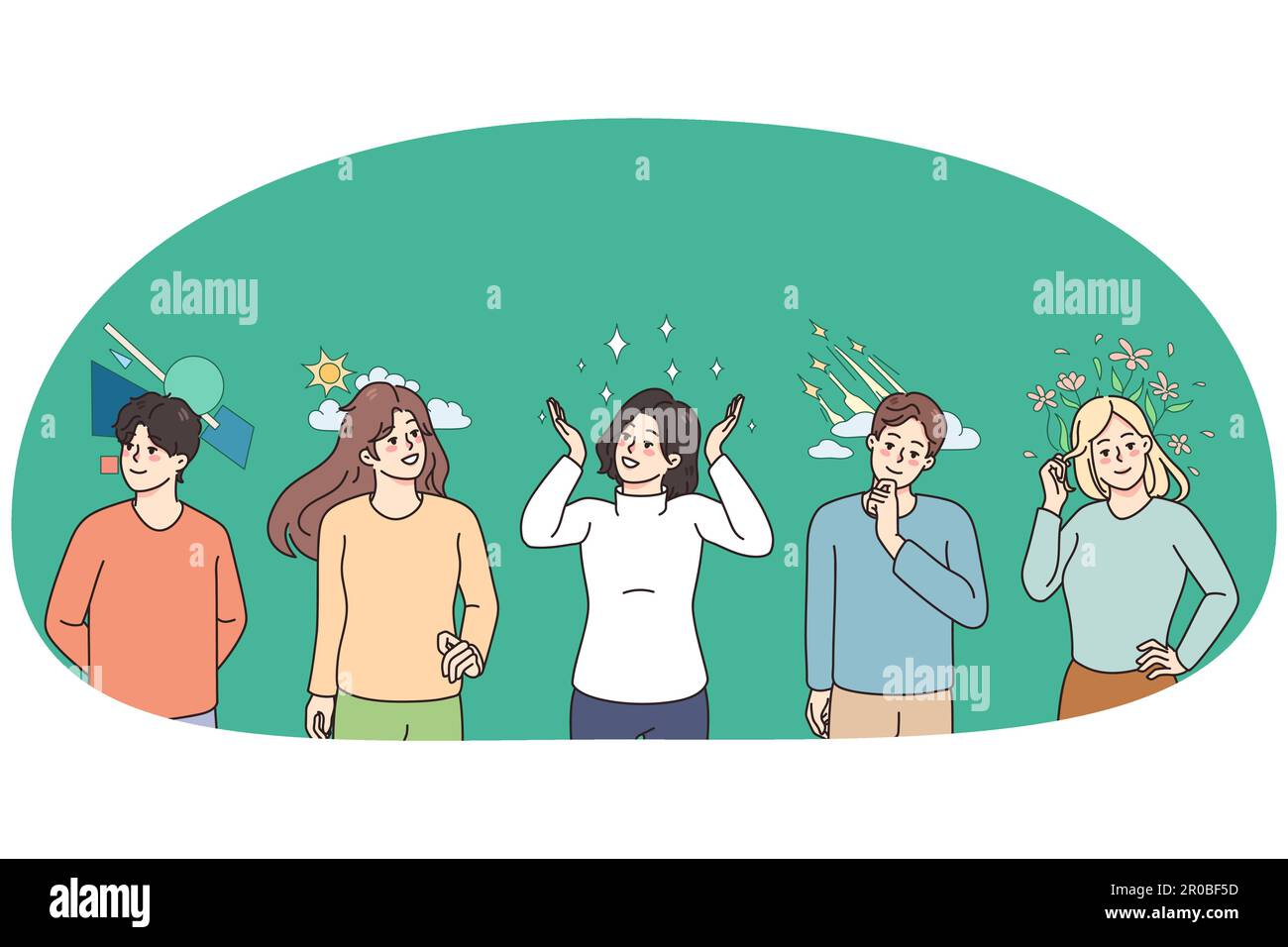Diverse people with different thoughts and feelings in head. Men and ... Diverse people with different thoughts and feelings in head. Men and ...
