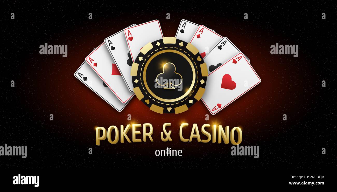Illustration with text Poker and Casino. Realistic playing chip with ...