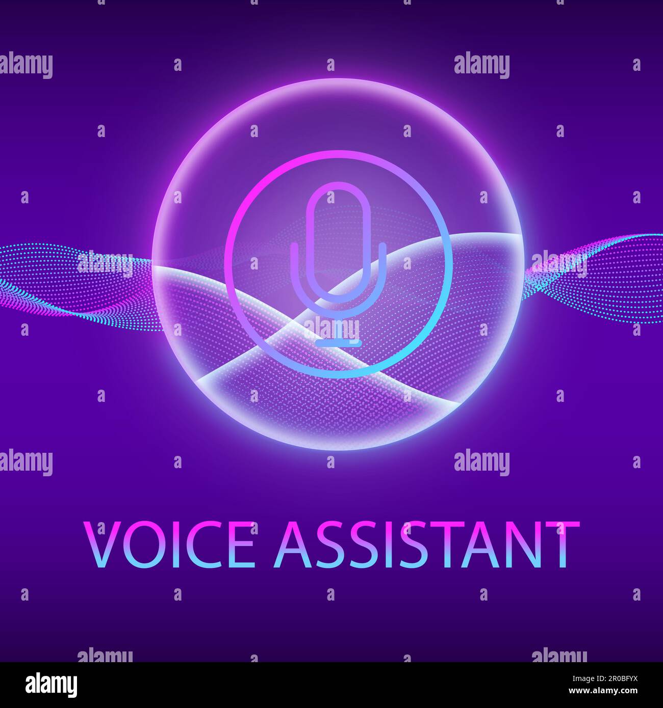 Artificial intelligence concept. Button icon with microphone. Banner ...