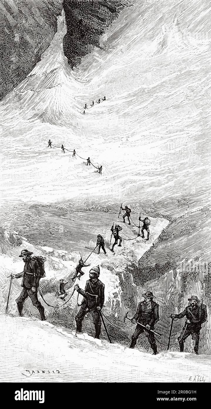 Ascent to Mont Blanc by Joseph Vallot and Richard with twenty-four ...