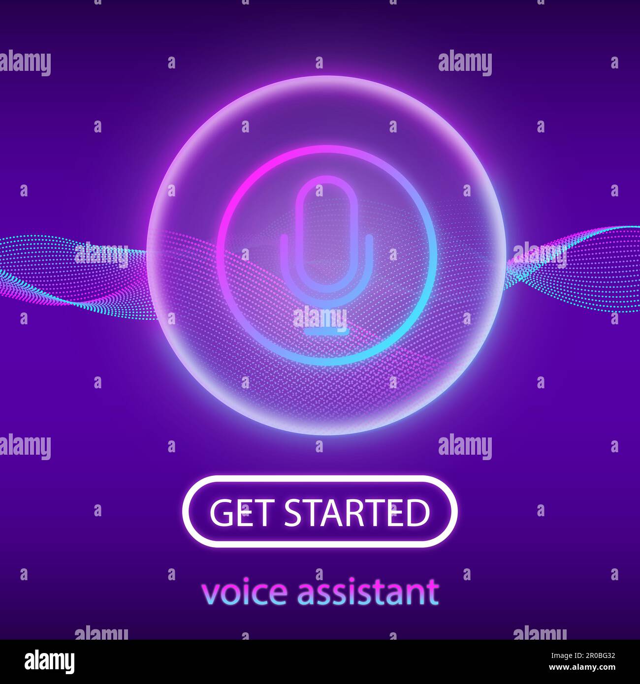 Artificial intelligence concept. Button icon with microphone. Banner ...