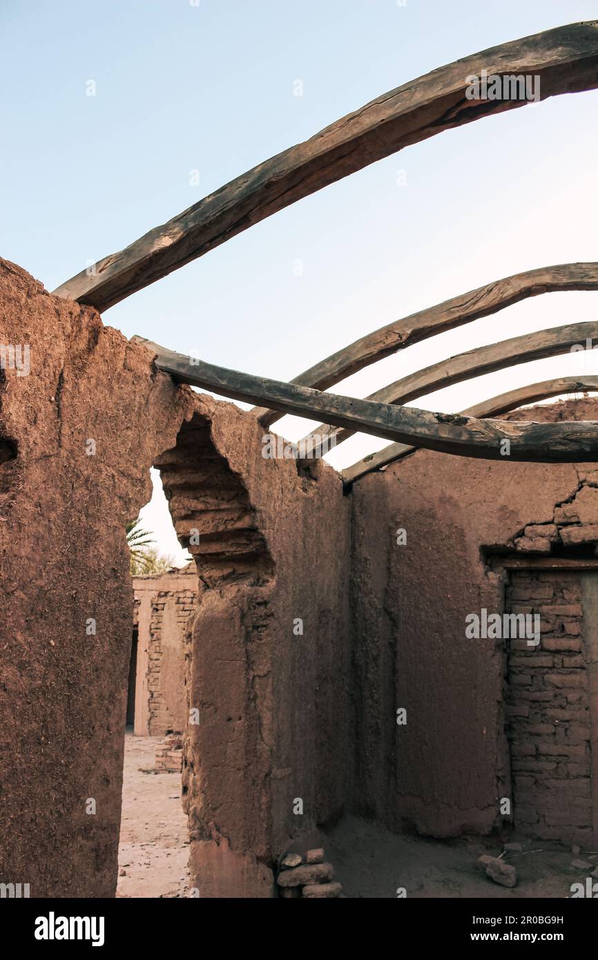 The ruins of a traditional adobe construction of Mayorazgo de Anillaco ...