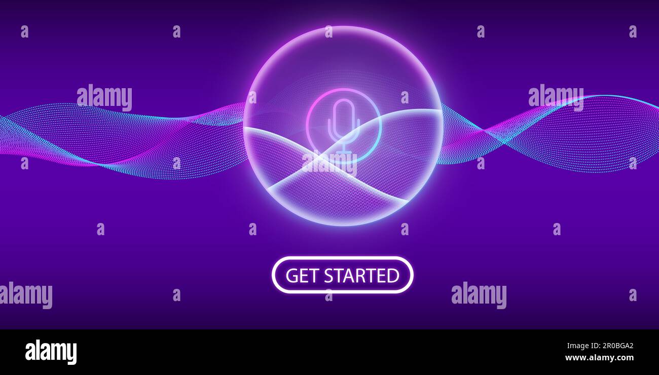 Artificial intelligence concept. Button icon microphone. Banner for web ...