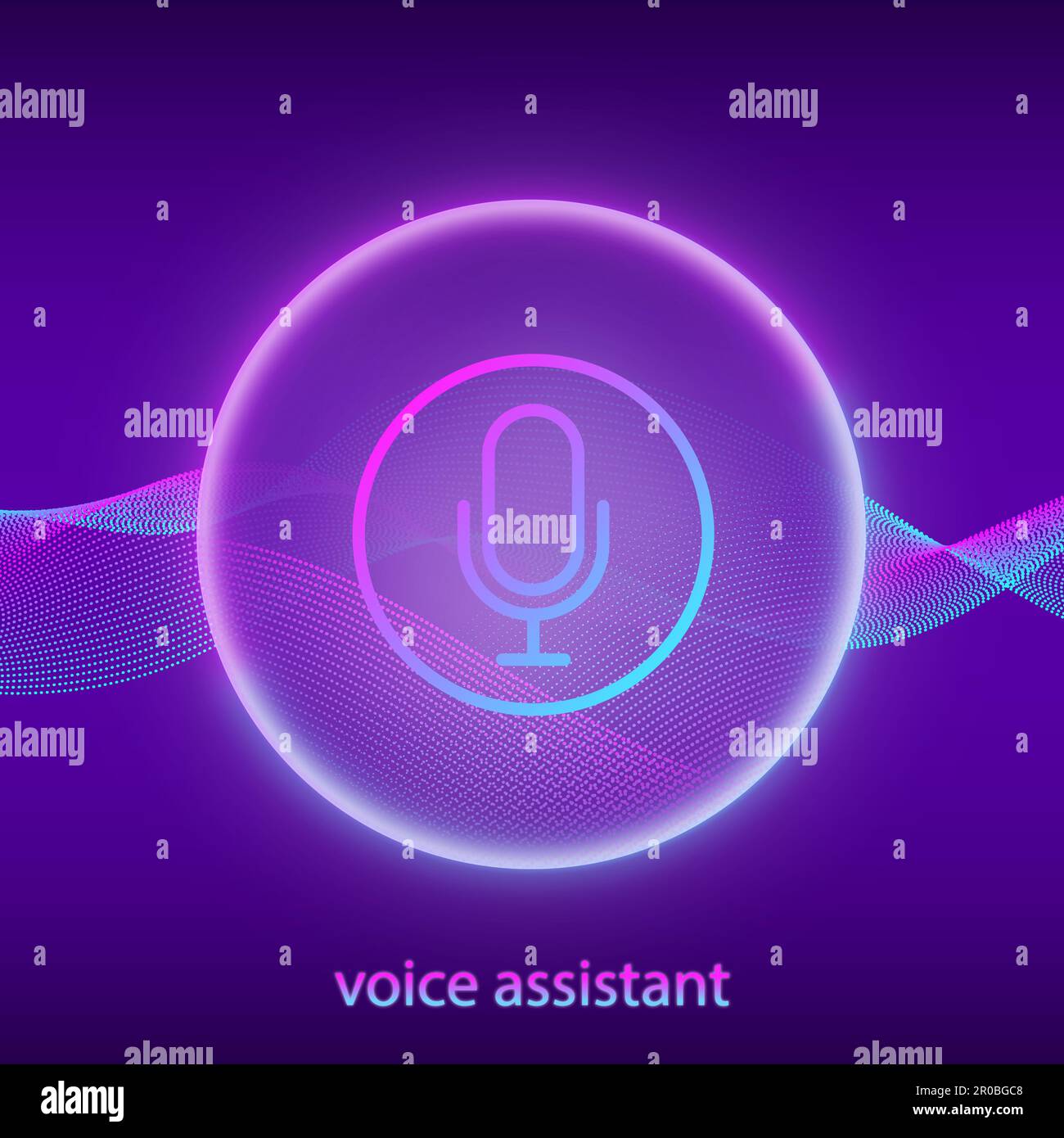 Artificial intelligence concept. Button icon microphone. Banner for web site or mobile app ...