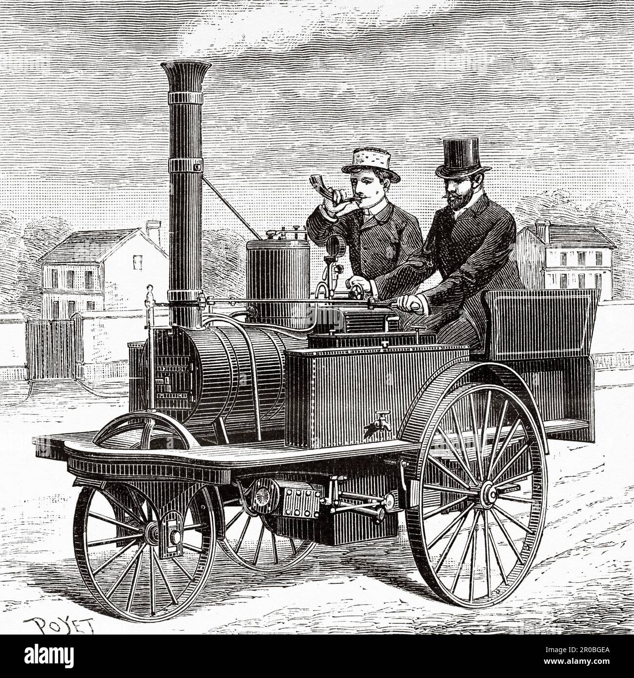 Virot Steam Cart. Old 19th century engraving from La Nature 1887 Stock ...
