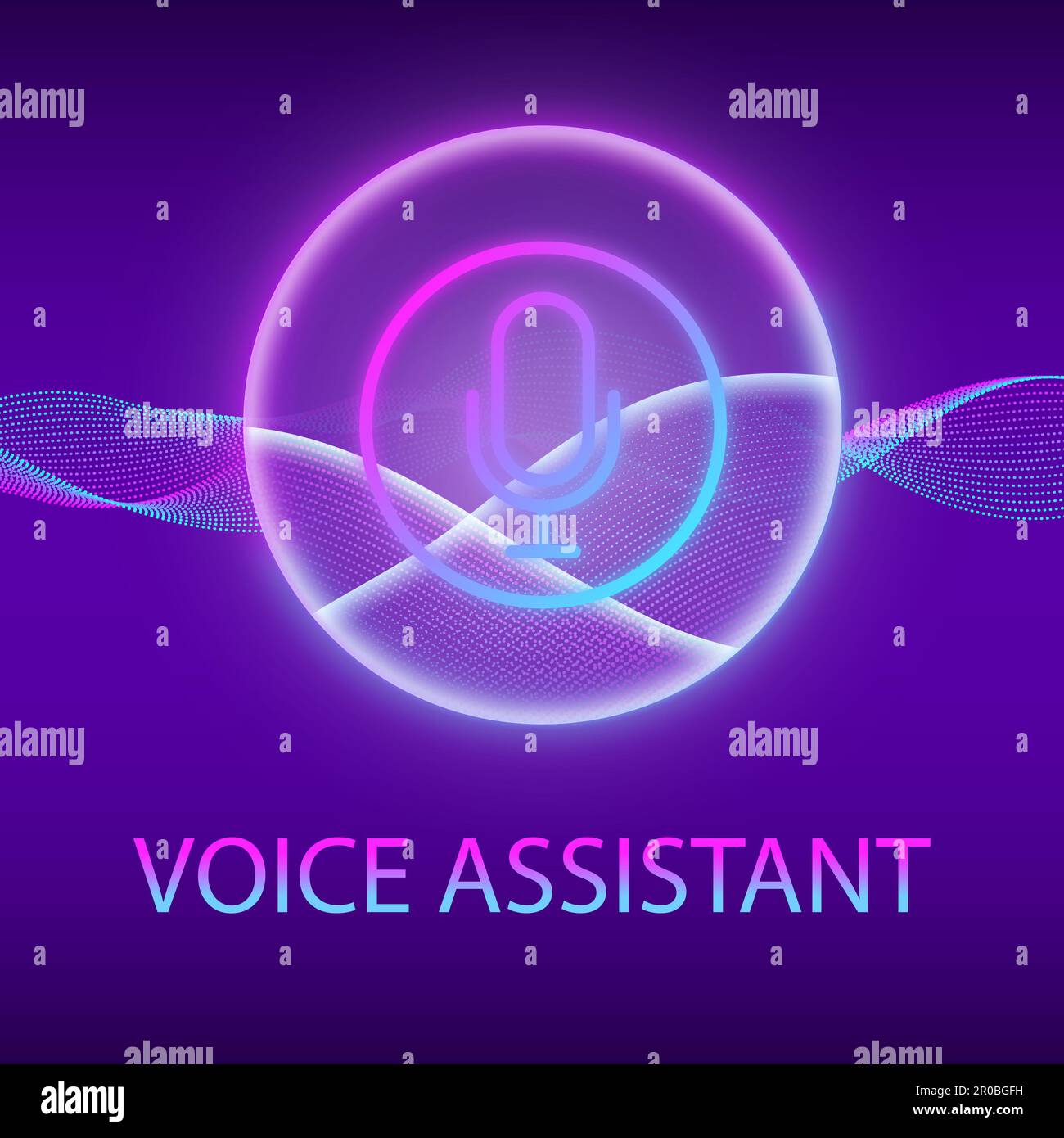Artificial intelligence concept. Button icon microphone. Banner for web site or mobile app ...