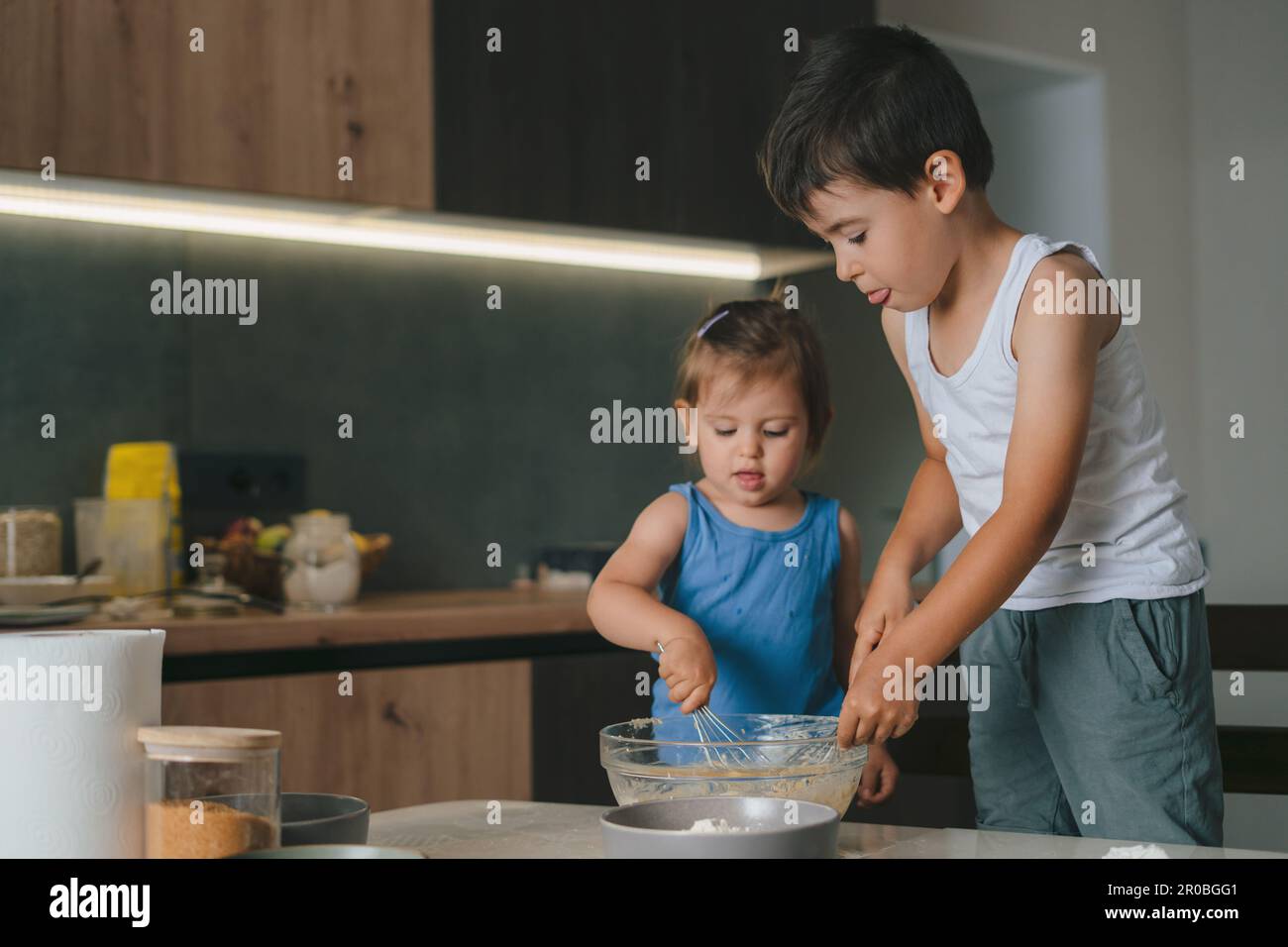 Children Mixing Food