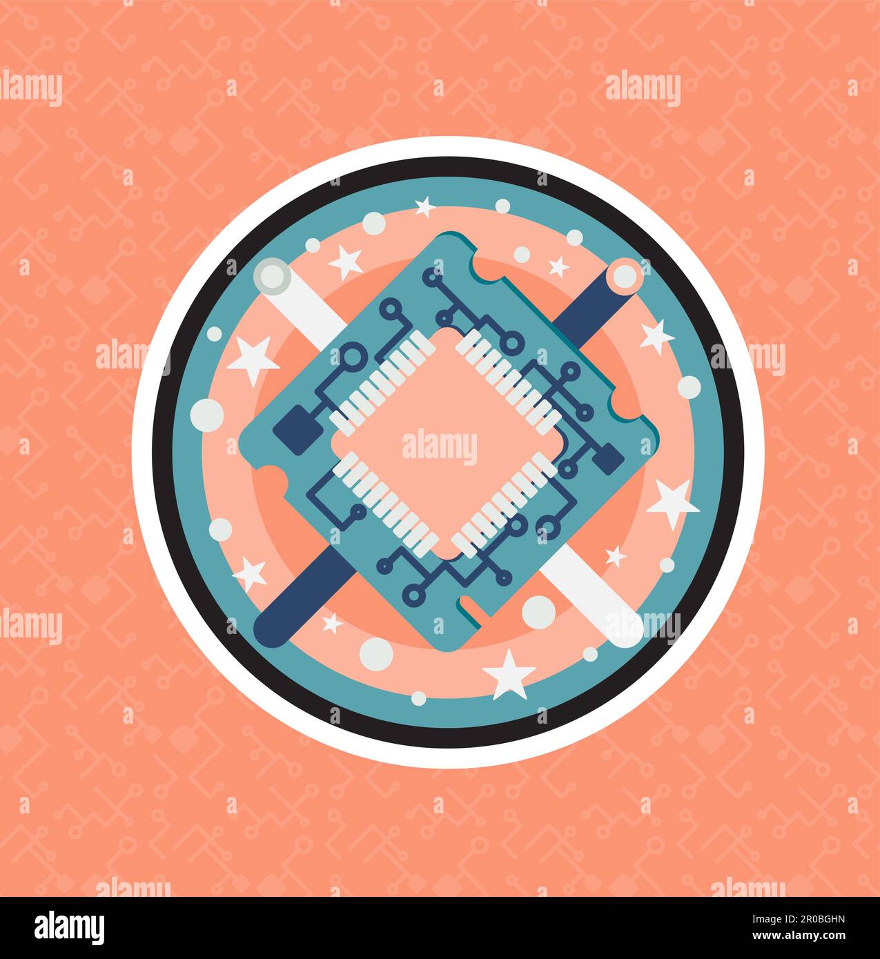 Computer Processor Chip With Cable Wire Symbol Of Programmer Hard Work System Administrator