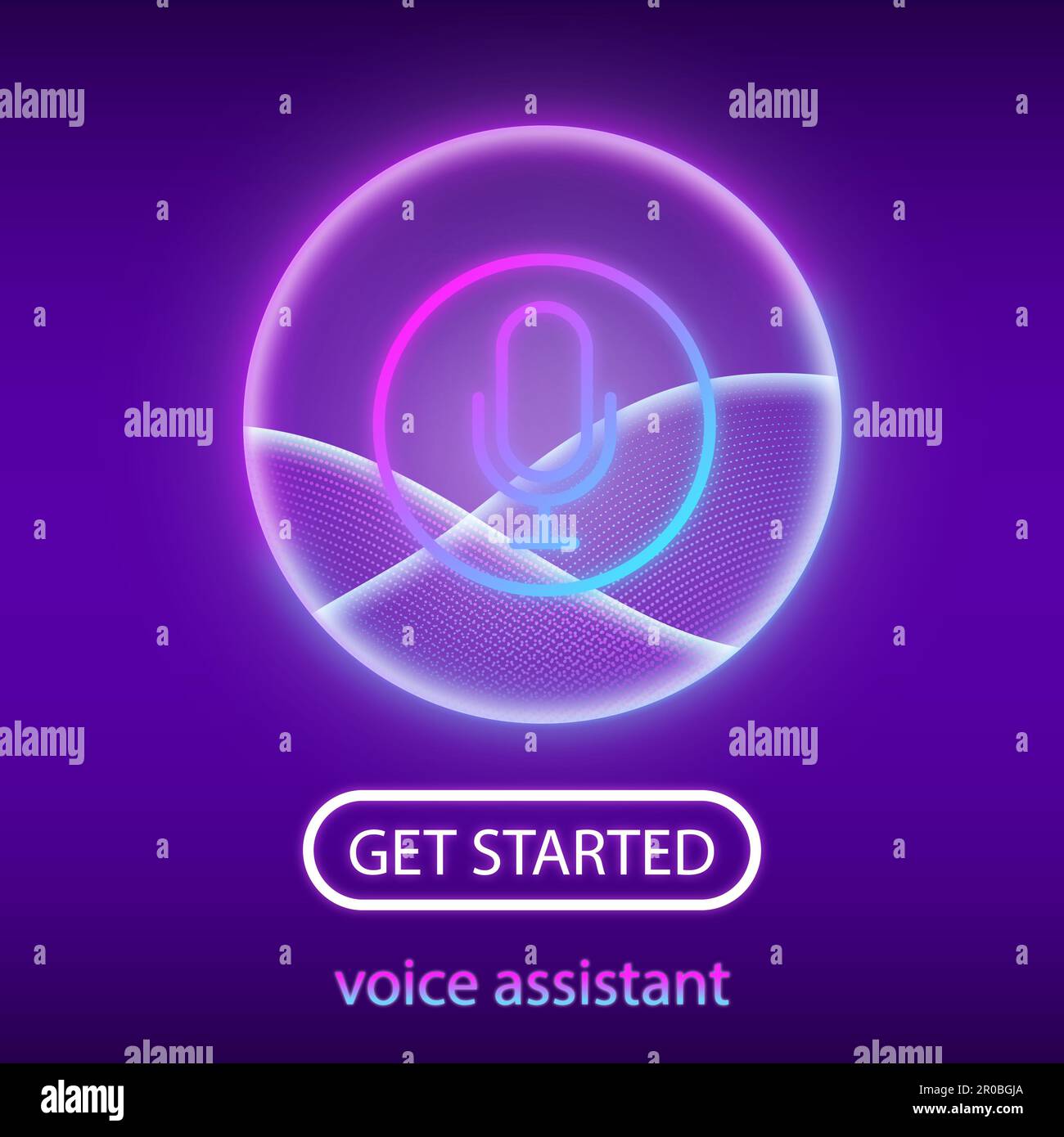 Artificial intelligence concept. Button icon microphone. Banner for web ...