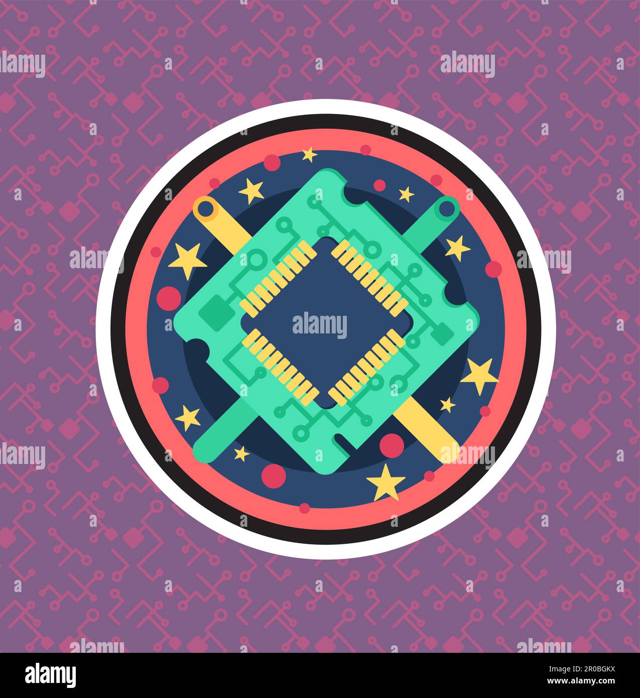 Computer Processor Chip with cable, wire. Symbol of programmer hard ...