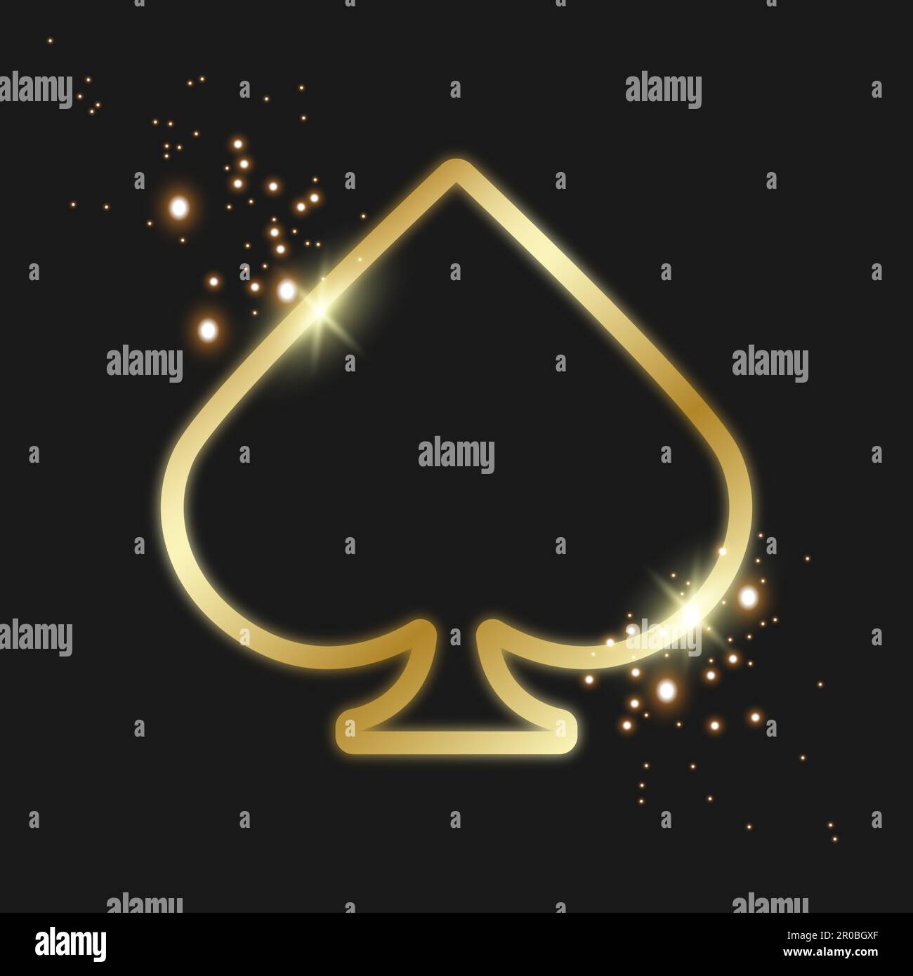 Gold sign spade suit icon. illustration on a black background Stock ...
