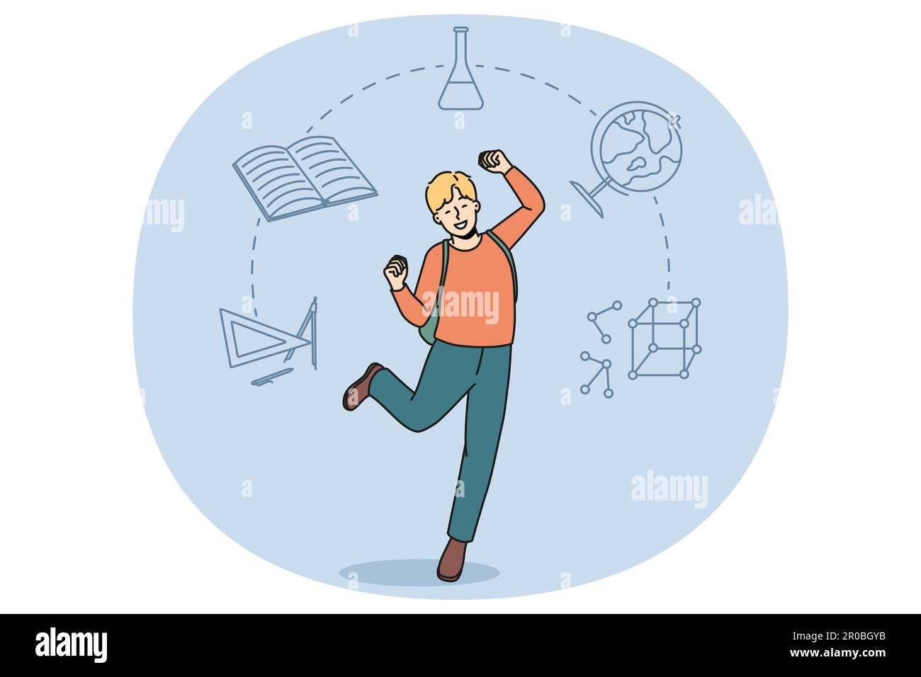 Happy boy child feel excited about being back to school. Smiling kid ...