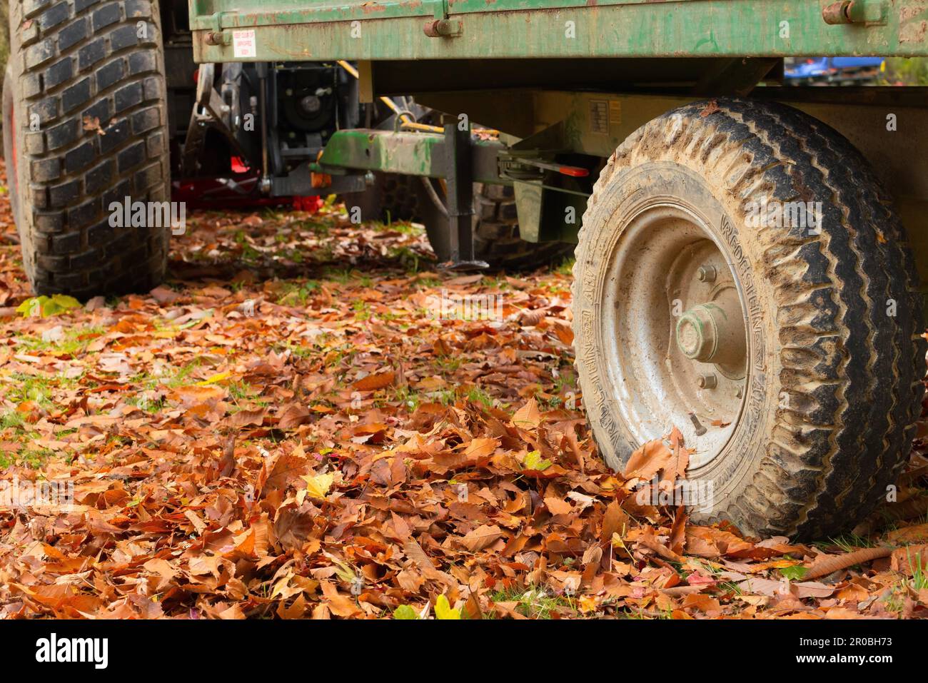 Tractor on the autumns Stock Photo - Alamy