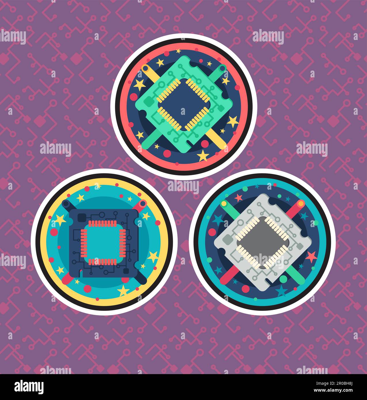 Computer Processor Chip with cable, wire. Symbol of programmer hard ...