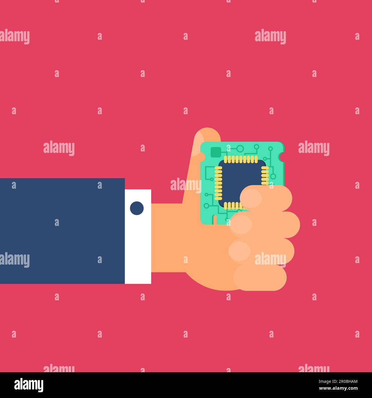 Computer Processor Chip in hand. Symbol of programmer hard work, system ...